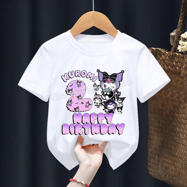 Футболки Coollomi для девочек, милые топы для детей с номерами от 1 до 10, костюмы на день рождения, летние футболки с короткими рукавами, подарки, Размер: 120 см