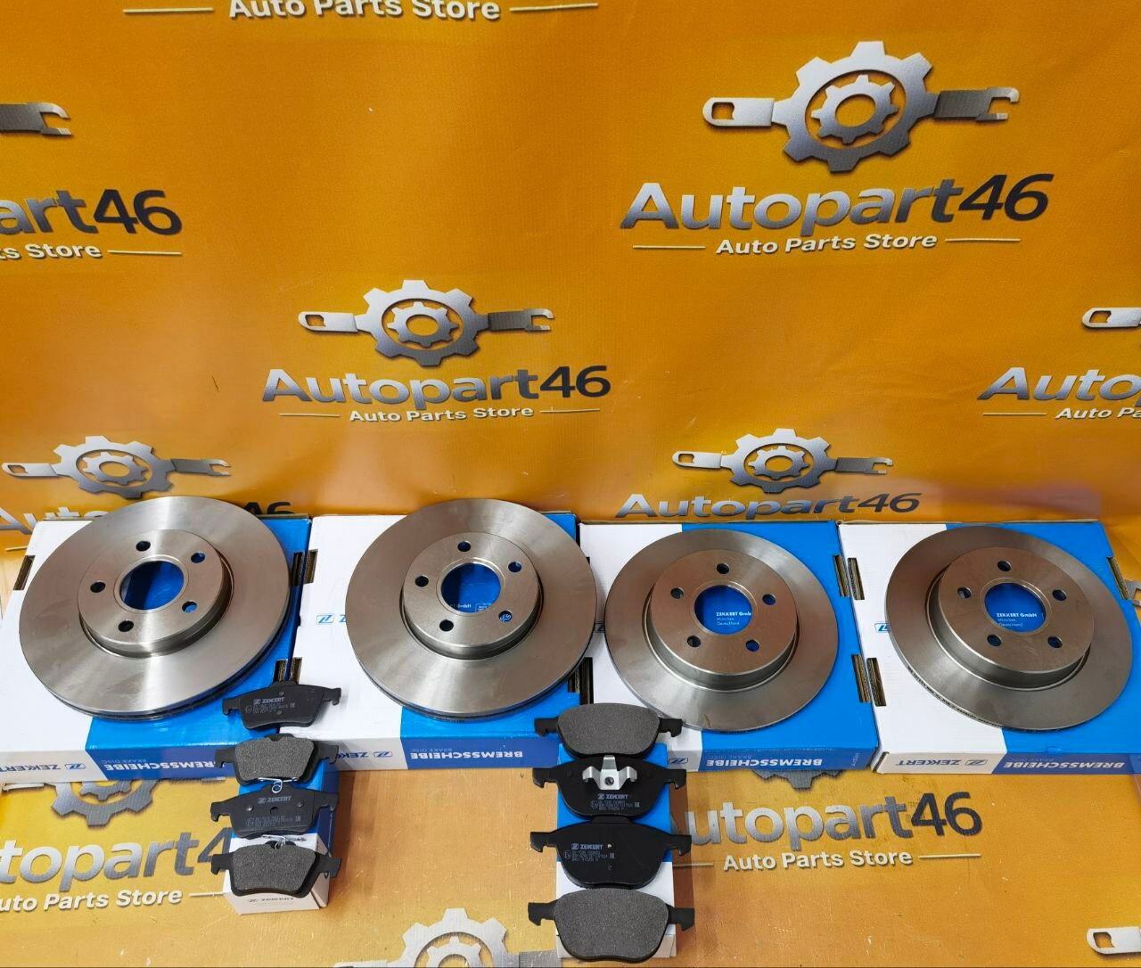 Диски тормозные задние и передние с колодками Форд Фокус 2 2005-2011г. Ford Focus 2 Zekkert Германия