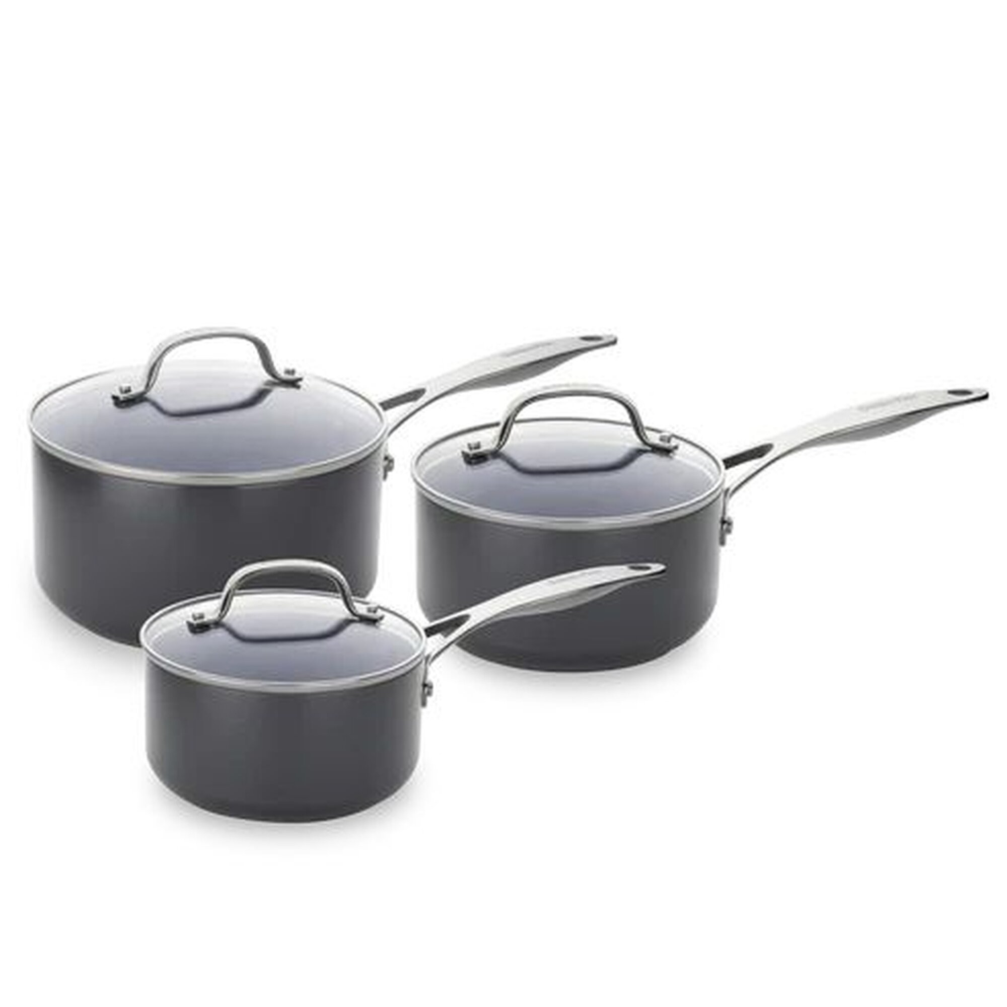 Набор из 3 кастрюль GreenPan Venice Pro 16+18+20 см с крышками, алюминий, цвет черный-CW-CC000955-001