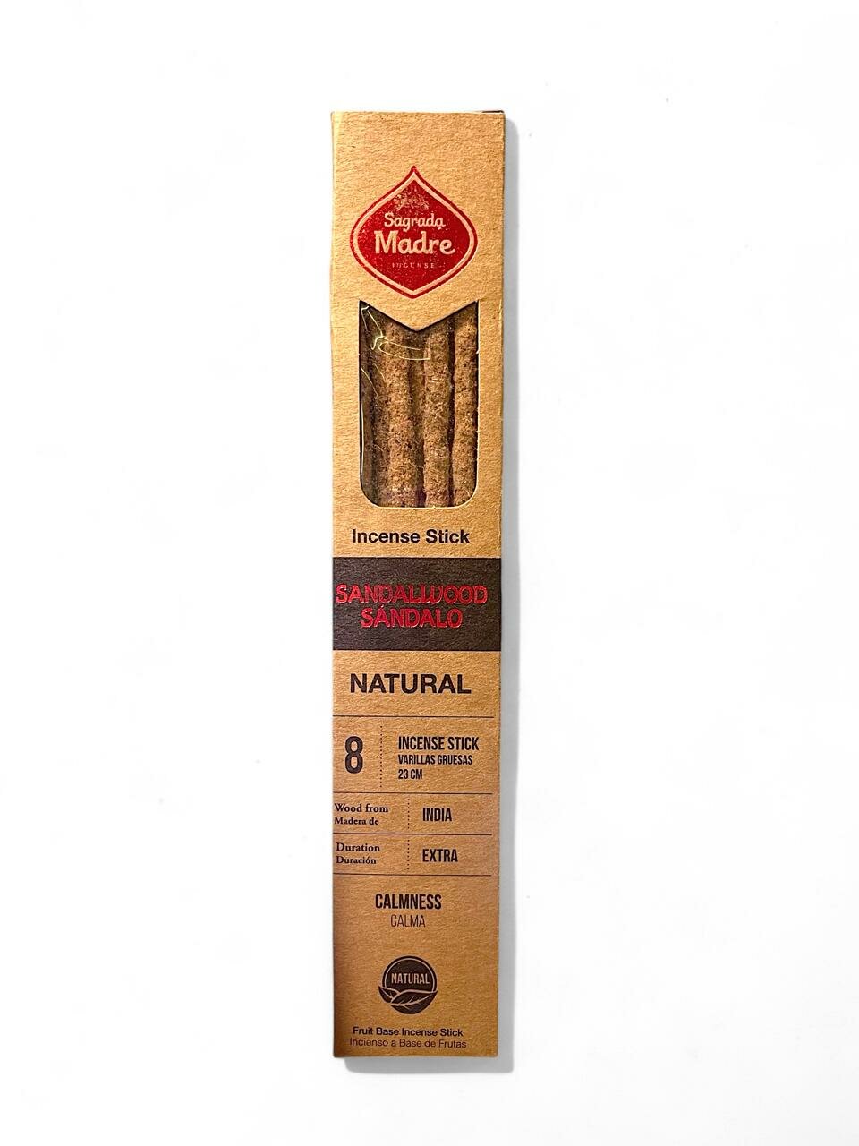 Natural Incense Stick SANDALWOOD, Sagrada Madre (Благовония серии Нэчрл сандал, Саграда Мадре), уп. 8 палочек