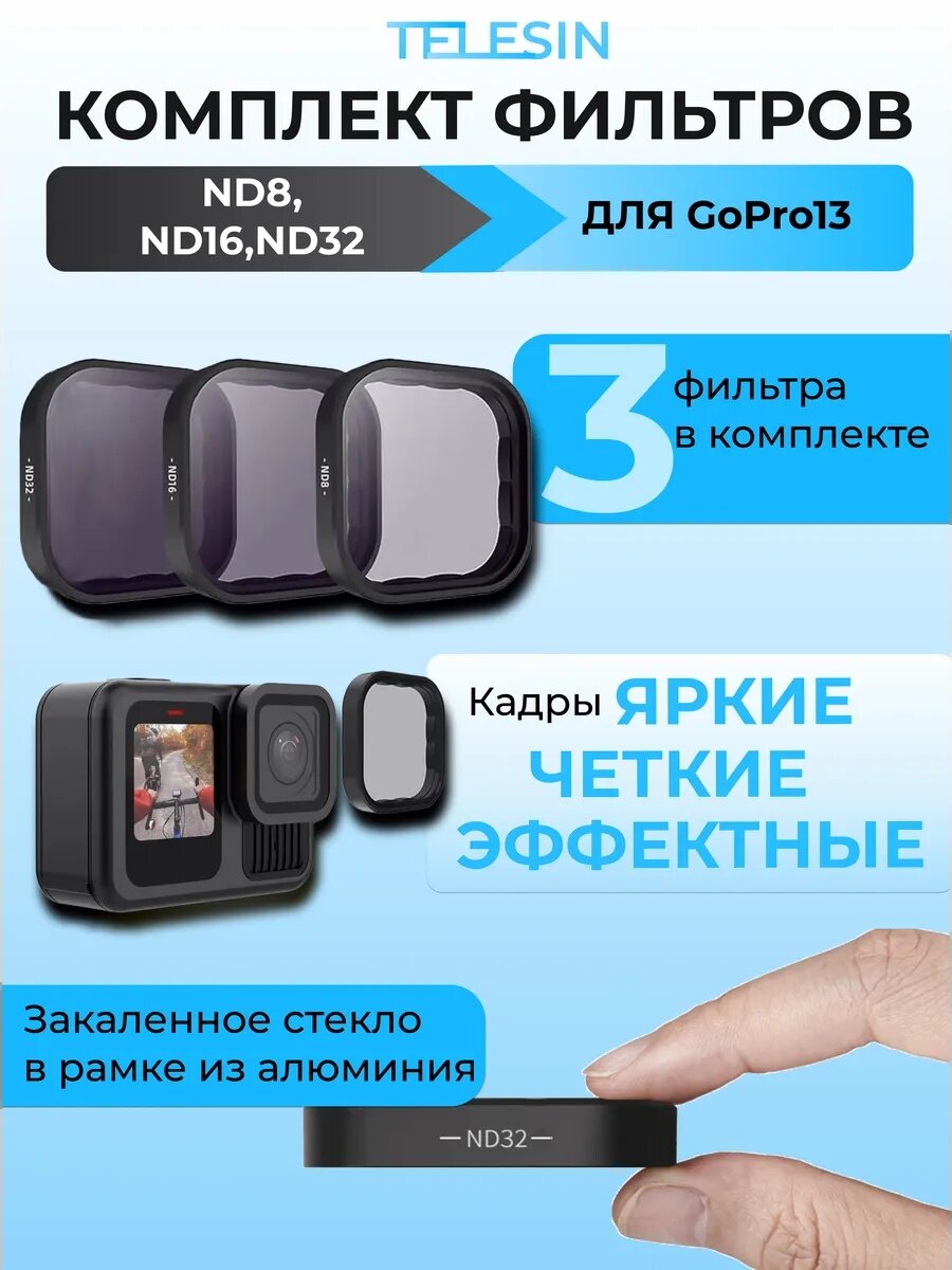 Фильтры GoPro 13 комплект 3 шт ND8/ND16/ND32 на объектив