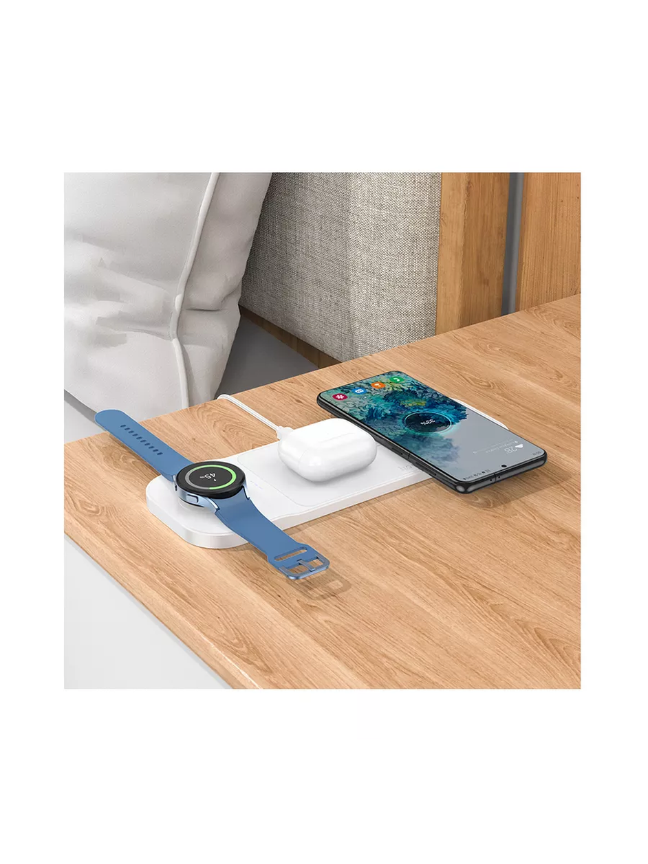 Беспроводное зарядное устройство Hoco CQ6 Step 3-in-1 (Sam Watch), белый