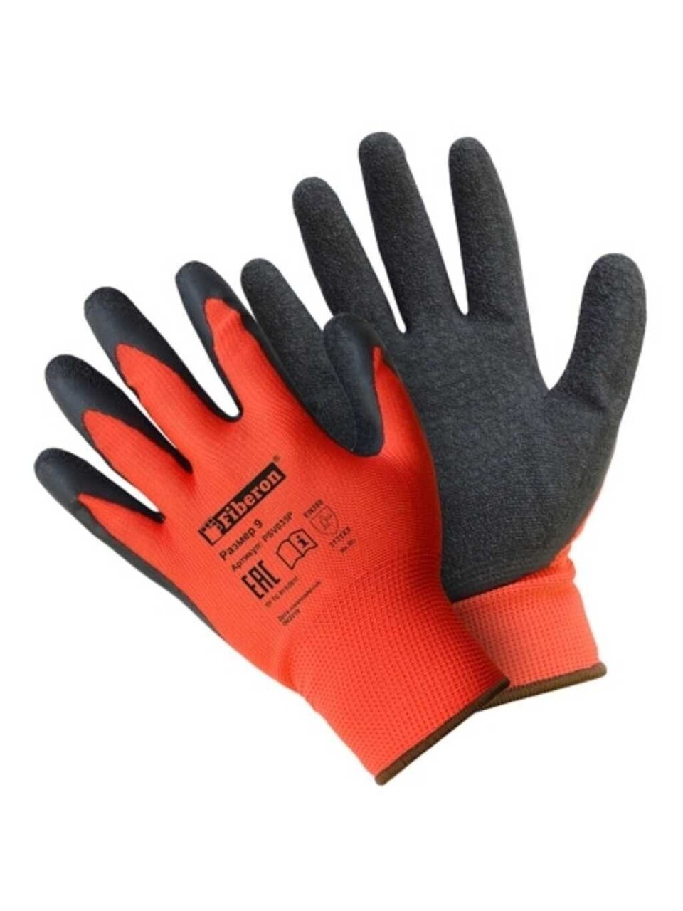 Перчатки полиэстер, латексный облив, 9 (L), надёжный захват скользких предметов, Fiberon
