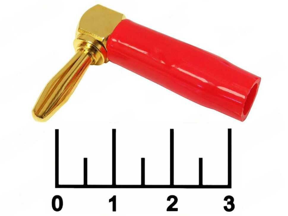 Клемма банан штекер gold угол красная под винт