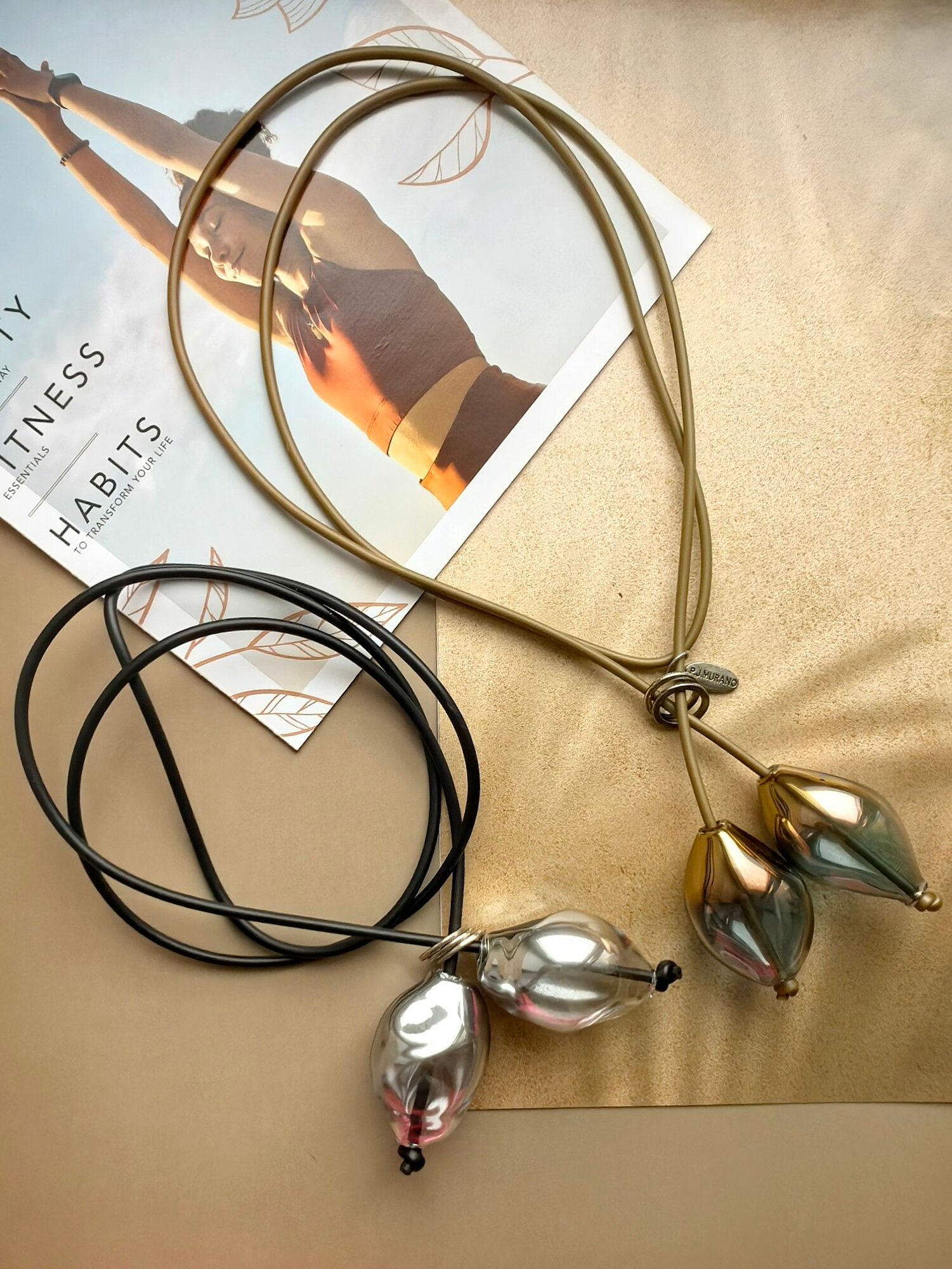 Колье P.J. MURANO, муранское стекло, длина 60 см, золотистый — фото 1