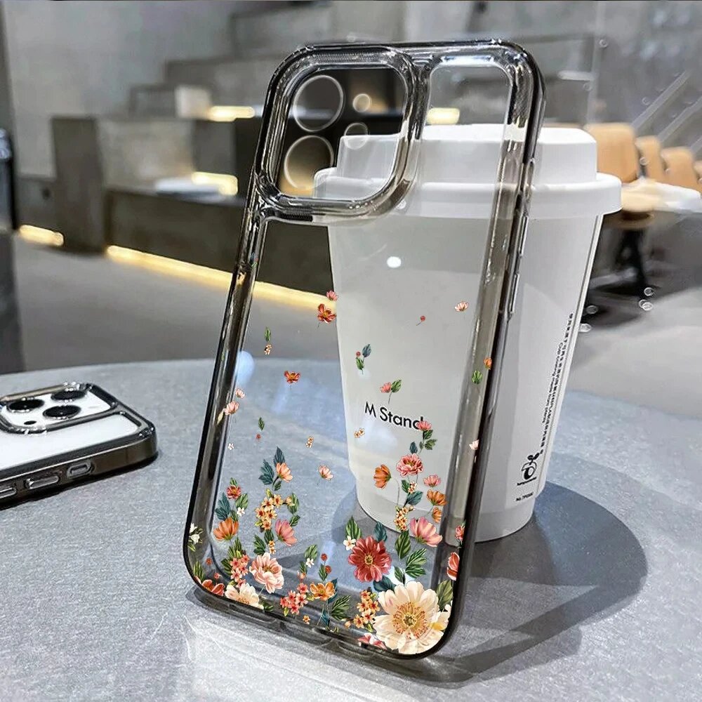 Прозрачный чехол с цветочным рисунком для iPhone 17 11, чехол для iPhone 13, 16, 15, 14, 12, 17 Pro Max XR XS 78 SE, эстетический чехол с цветочным принтом, принципиально