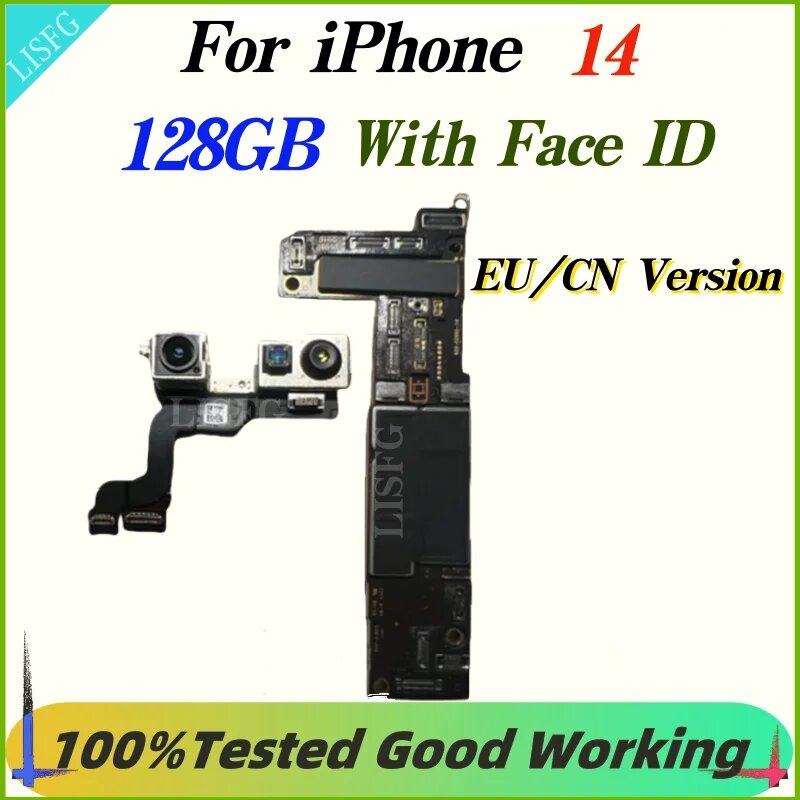 EU/CN SIM-версия, материнская плата, материнская плата для IPhone 14/14Pro/14 pro Max с лицевой идентификацией, обновление системы, материнская плата, полная работа 14 128GB Face
