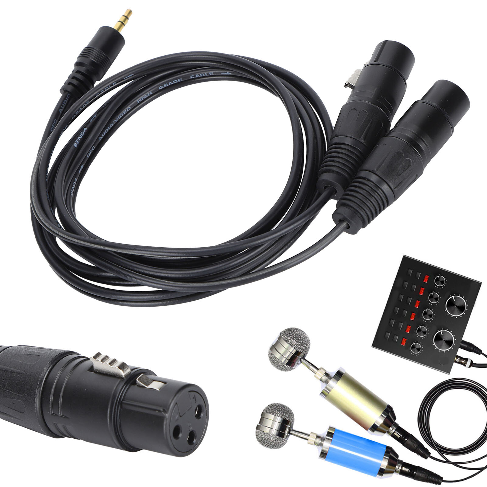 Кабель 3.5mm Y-Splitter XLR Female, JORINDO, с губчатым экраном, для студийного оборудования