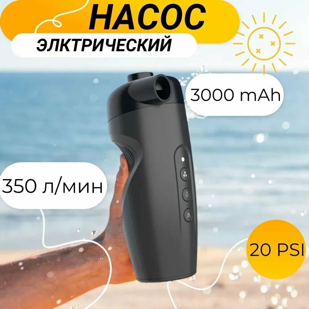 Насос для лодок и сапбордов с аккумулятором 3000 mAh максимальное давление 20 PSI.