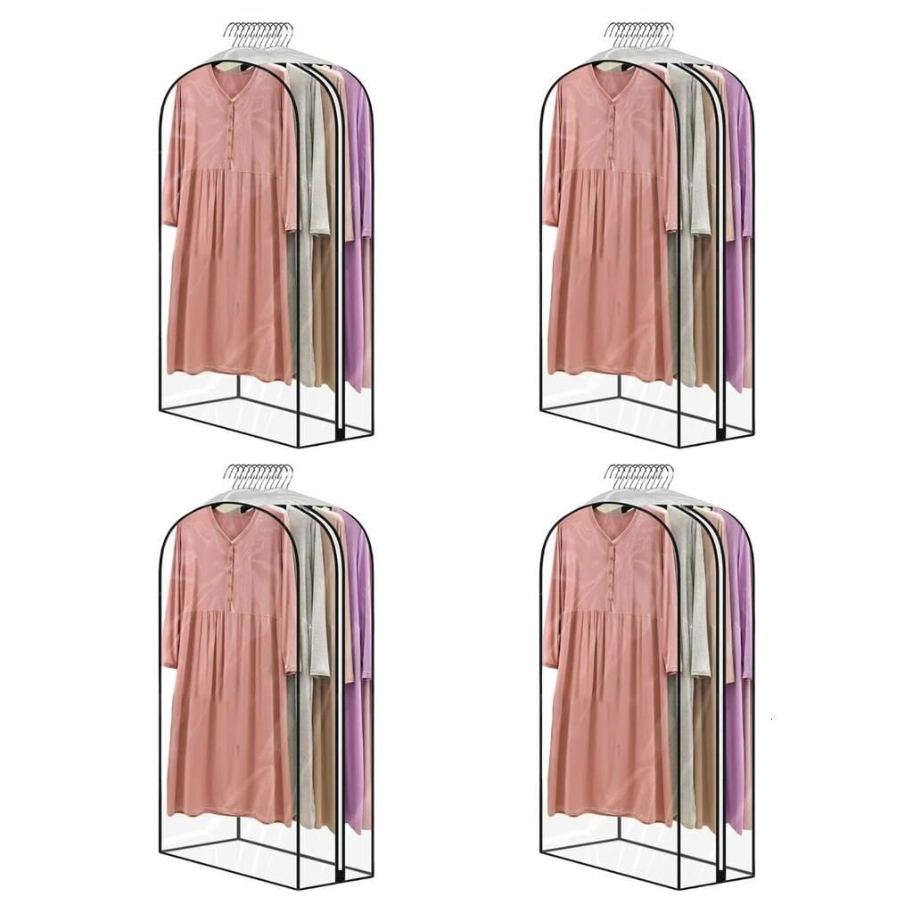 4 прозрачных объемных кармана для подвешивания костюма-пальто, домашняя водонепроницаемая одежда "все включено", мешок для сбора пыли, пылезащитный чехол-большой