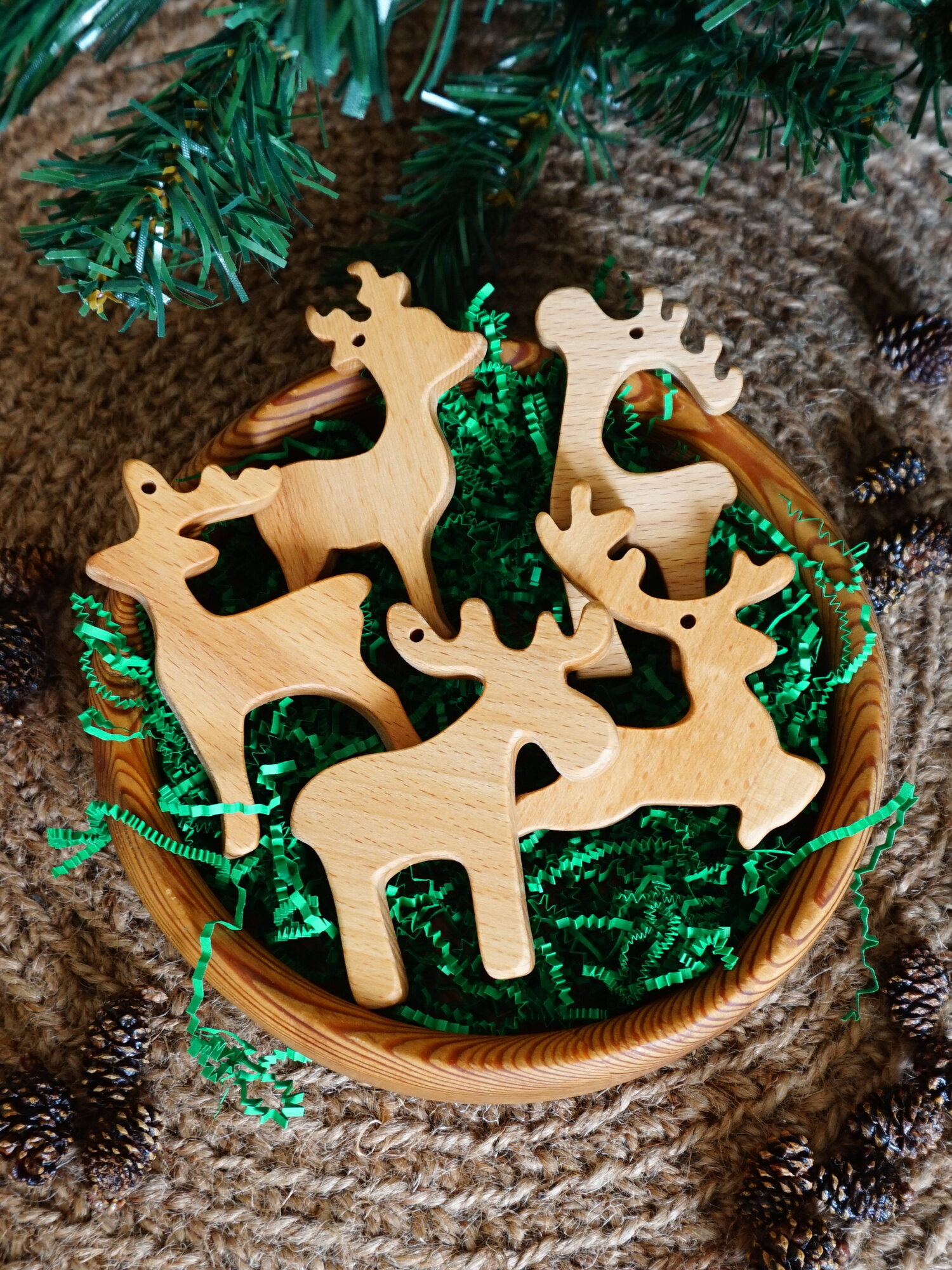 Набор ёлочных украшений "Олени". Игрушки на Новый год. Комплект 5 шт