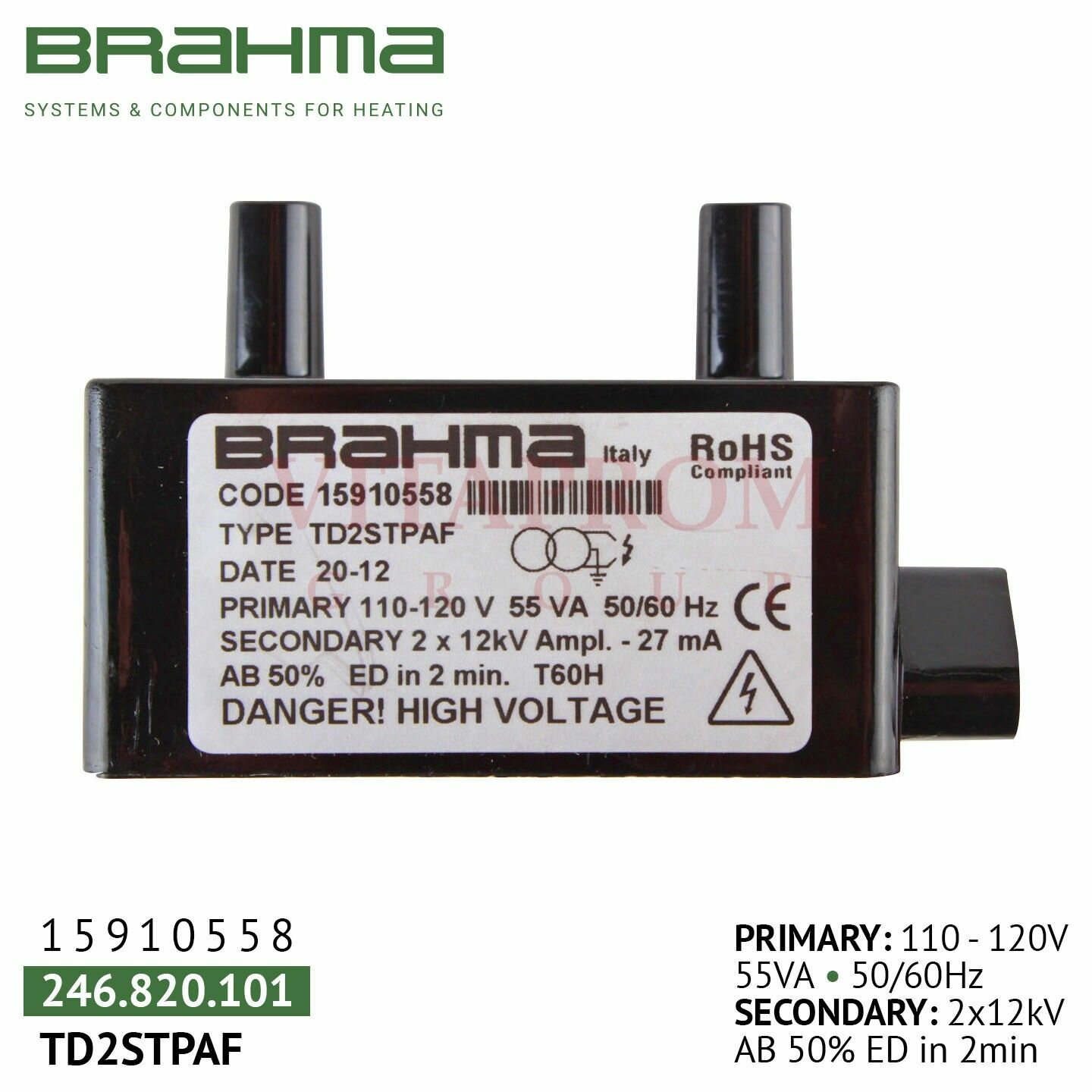 Трансформатор Brahma TD2STPAF 110-120V, 15910558