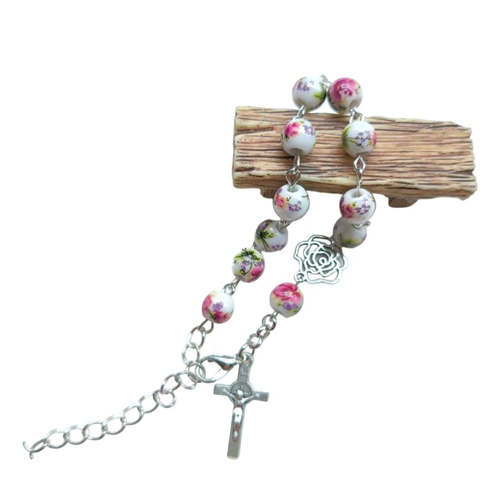 Круглые бусинки браслеты католические розарис пересекают религиозные подвески