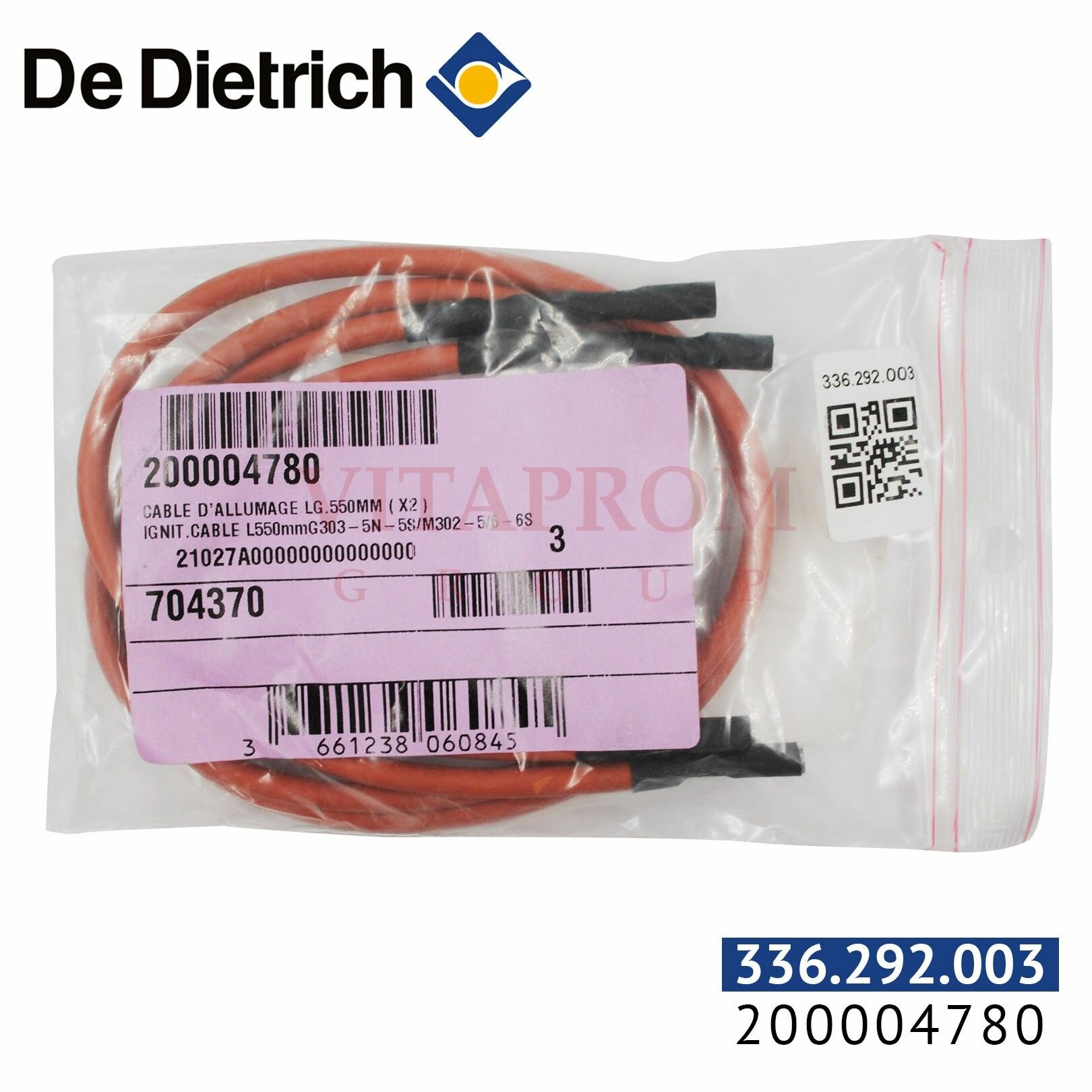 Кабель зажигания De Dietrich 200004780 длиной 550 мм (x2), 200004780