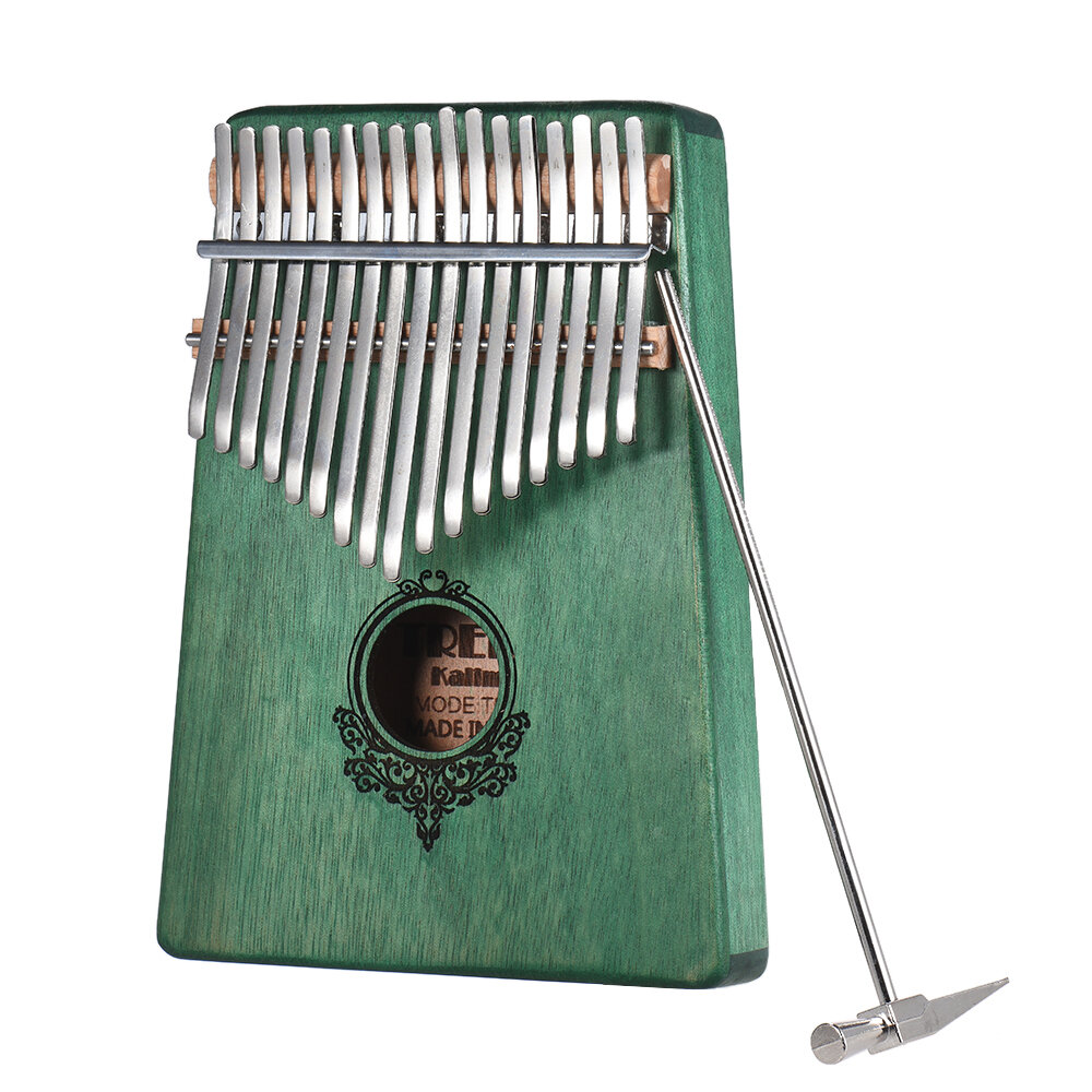 17-key Kalimba Portable Thumb Piano Mbira из красного дерева с сумкой для ношения, наклейками, молотком для настройки, салфеткой для очистки, защитами для пальцев, музыкальный подарок для студентов, начинающих, цвет: деревянный, зеленый,