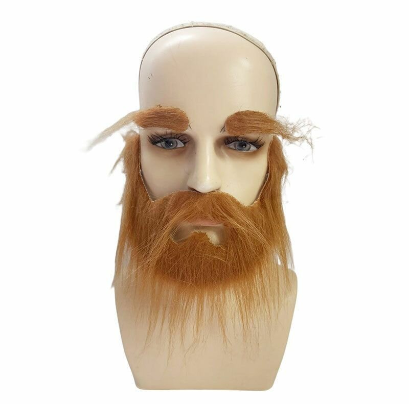 Карнавальная борода рыжая с бровями