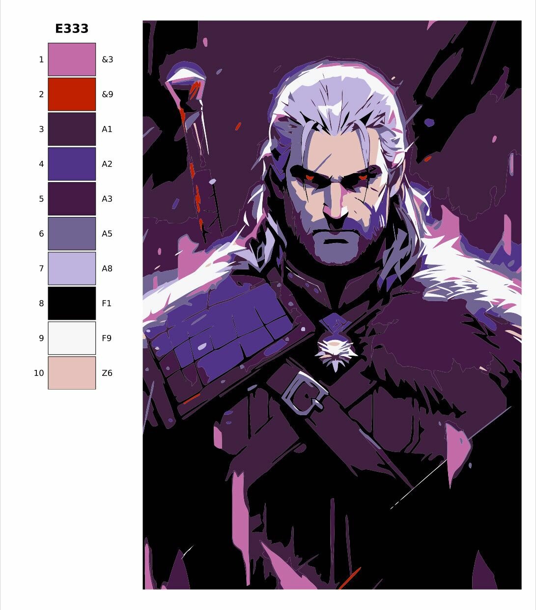 Детская картина по номерам E333 "Ведьмак" 20x30