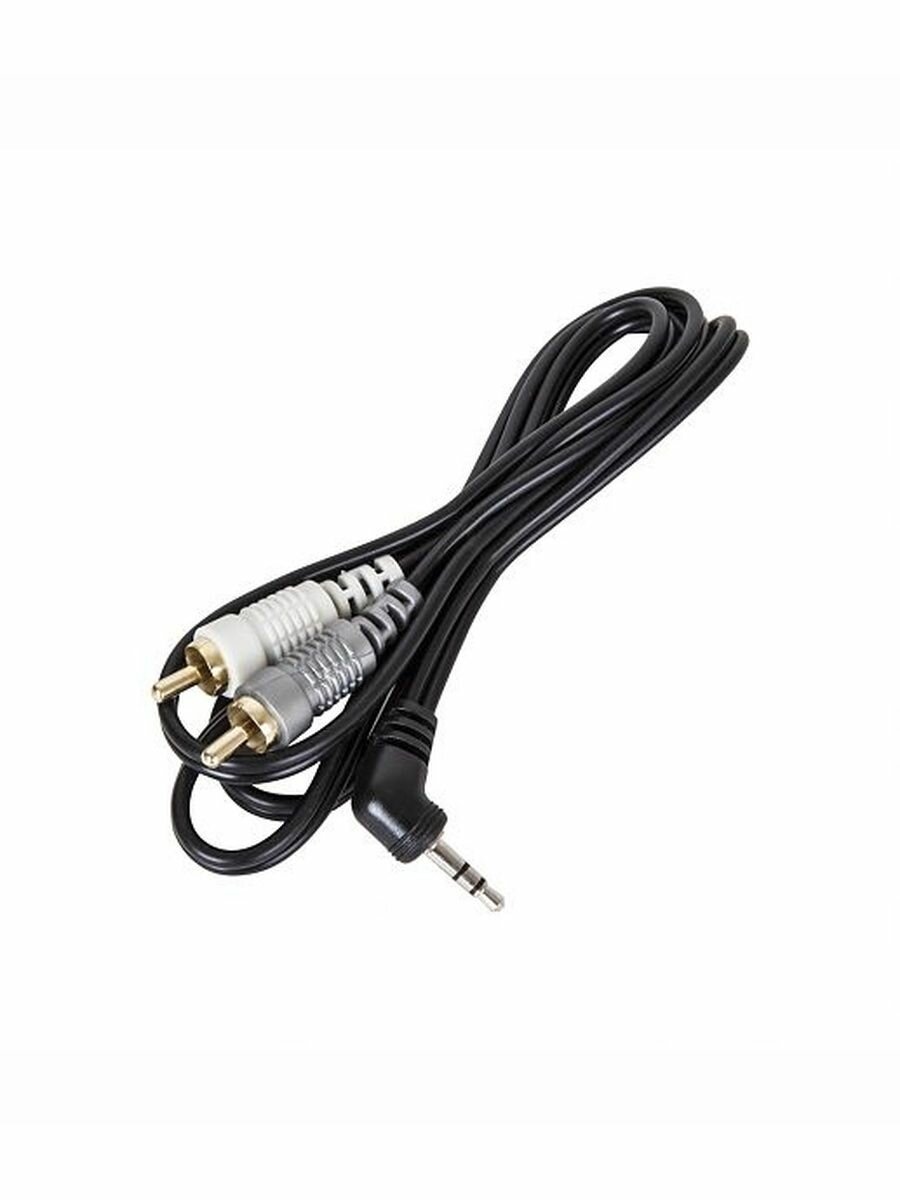 Кабель AUX переходник Kicx AUX352RCA 1м miniJack 3.5 мм на 2 RCA тюльпаны для автомагнитолы телефона ноутбука
