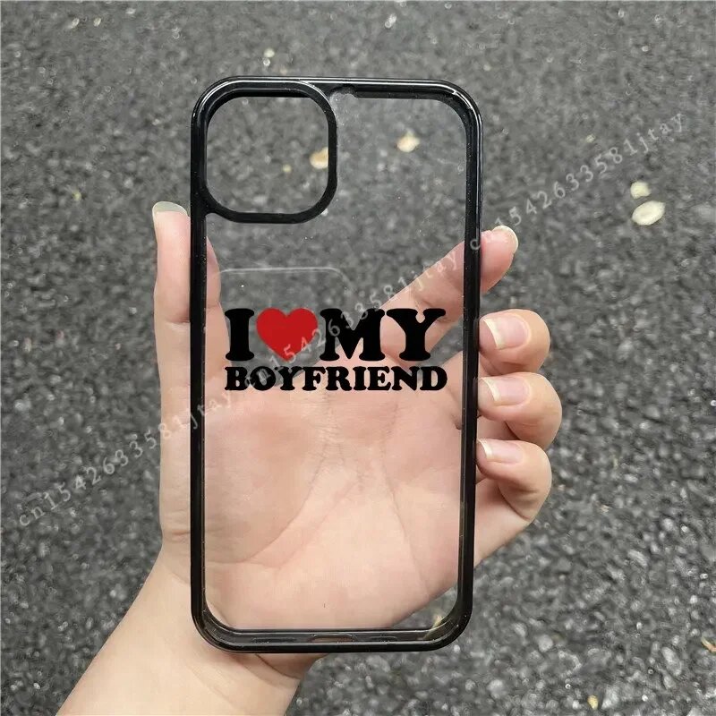Противоударный чехол для телефона Cute Funny I Love My Girlfriend для IPhone Style 2, For iPhone 15