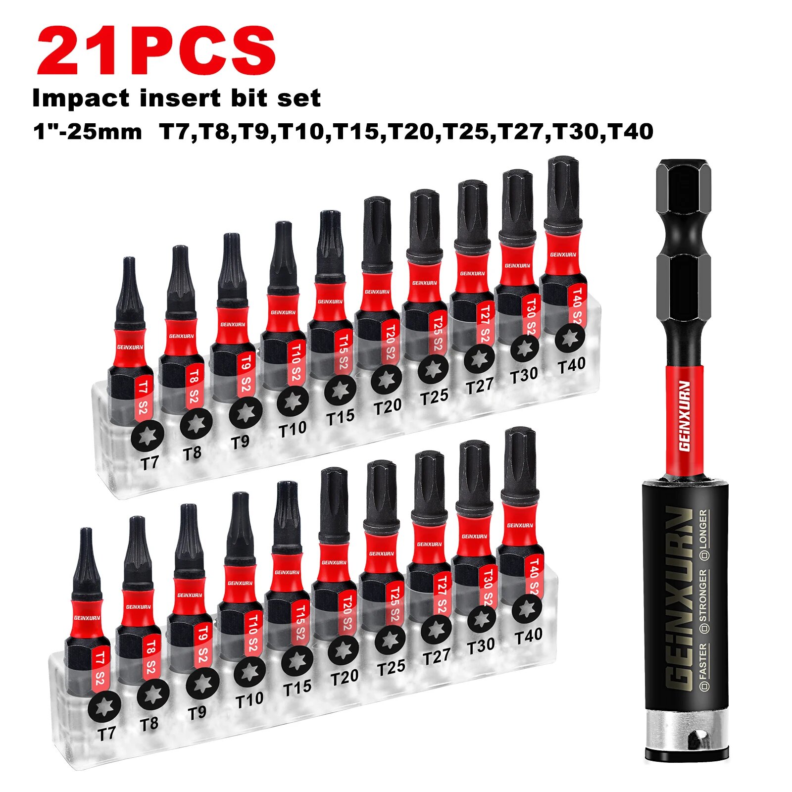 Набор бит Torx 21PCs Geinxurn T7-T40