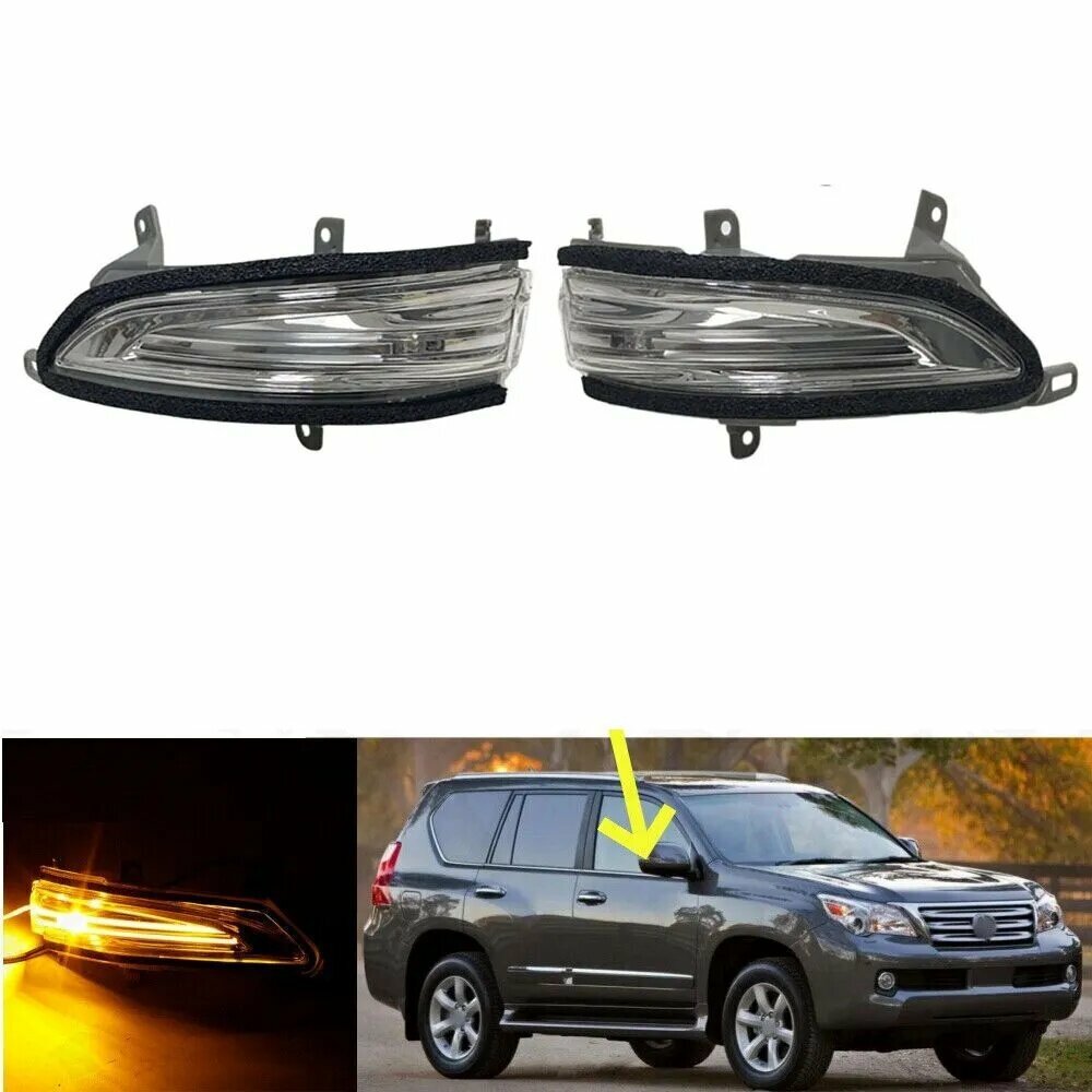 2X Последовательные светодиодные боковые зеркала поворотников для Lexus GX460 LX570 2010-2020 годов выпуска