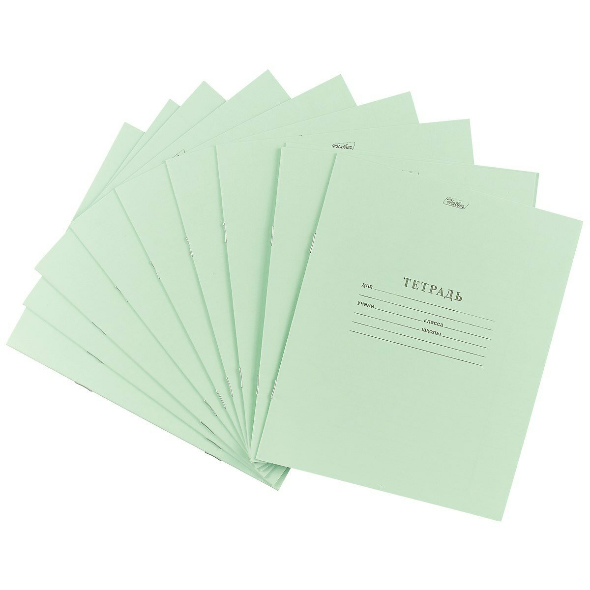 Тетради в клетку Hatber, 12 листов, зеленые, 10 штук