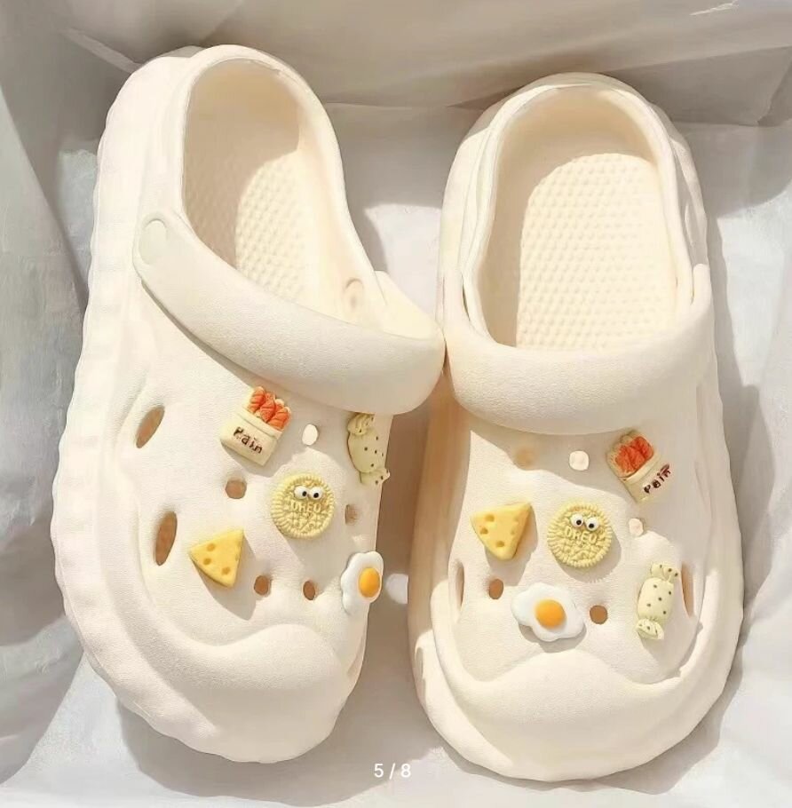 Джиббитсы набор Завтрак на crocs, набор украшений клипсы для кроксов, 10 шт