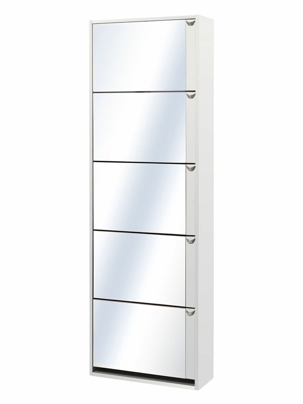 Обувница Комфорт К-5з с зеркалом, 60х23х182 см, Белый
