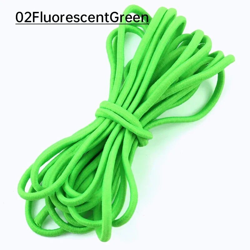 Эластичный шнур Meetee 5 мм, разноцветный Зеленый, 02FluorescentGreen, 20Meters
