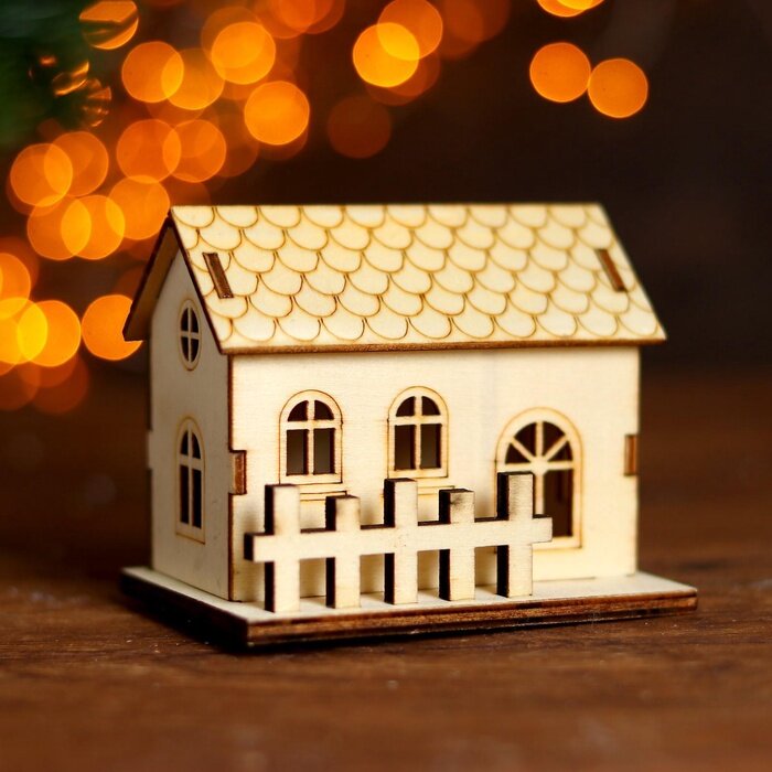 Световой декор настольный «Домики» 10 см, микс