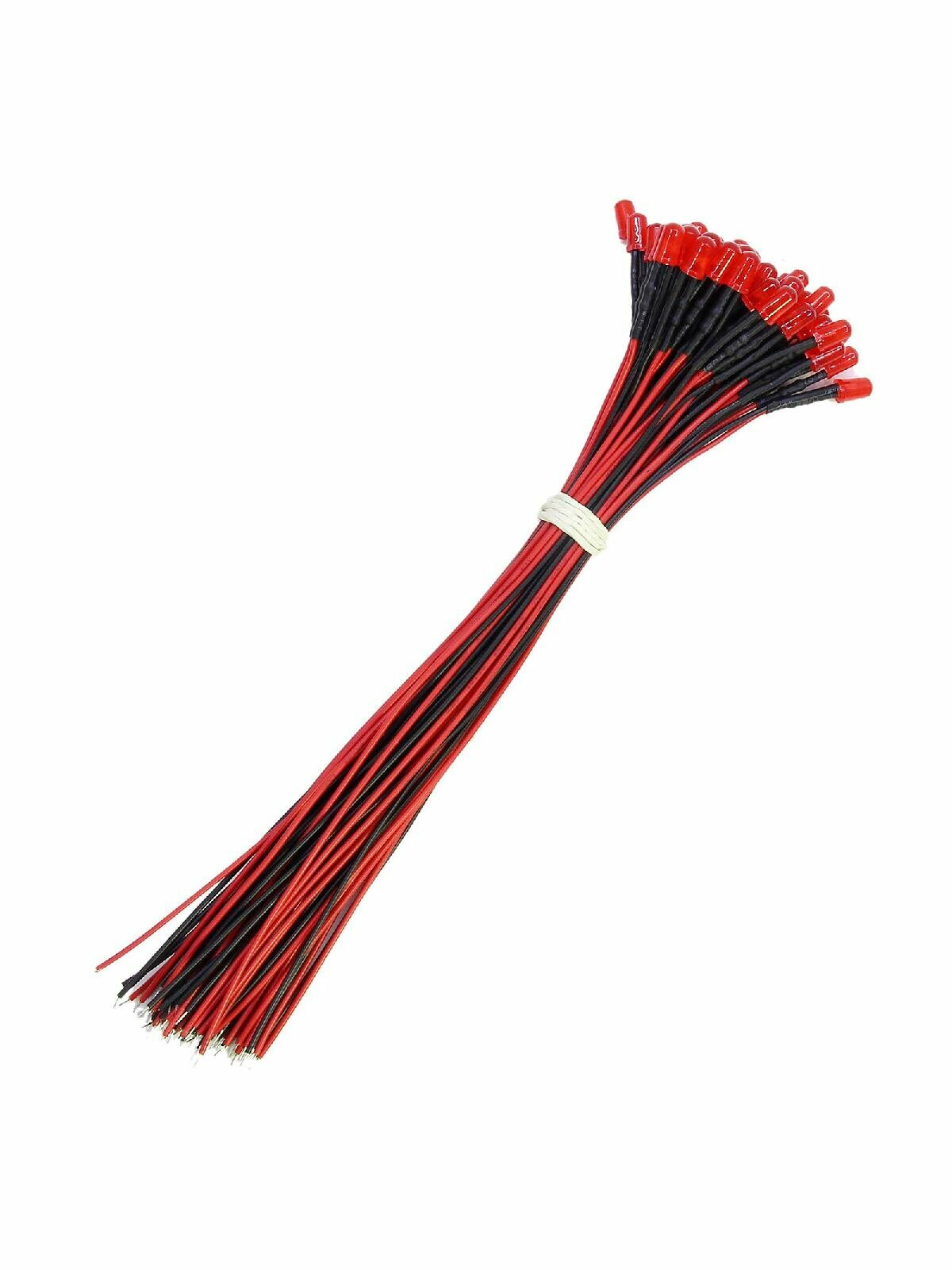 50шт светодиодных ламп с предварительной проводкой 12 В 5 мм, сменные светодиоды