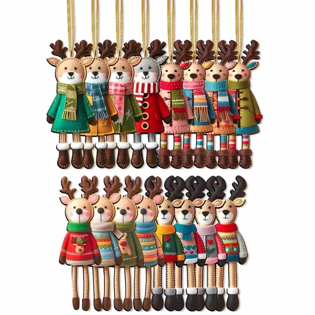 12cm. Рождественские украшения в виде оленей из мультфильмов, Подходит для рождественских елок