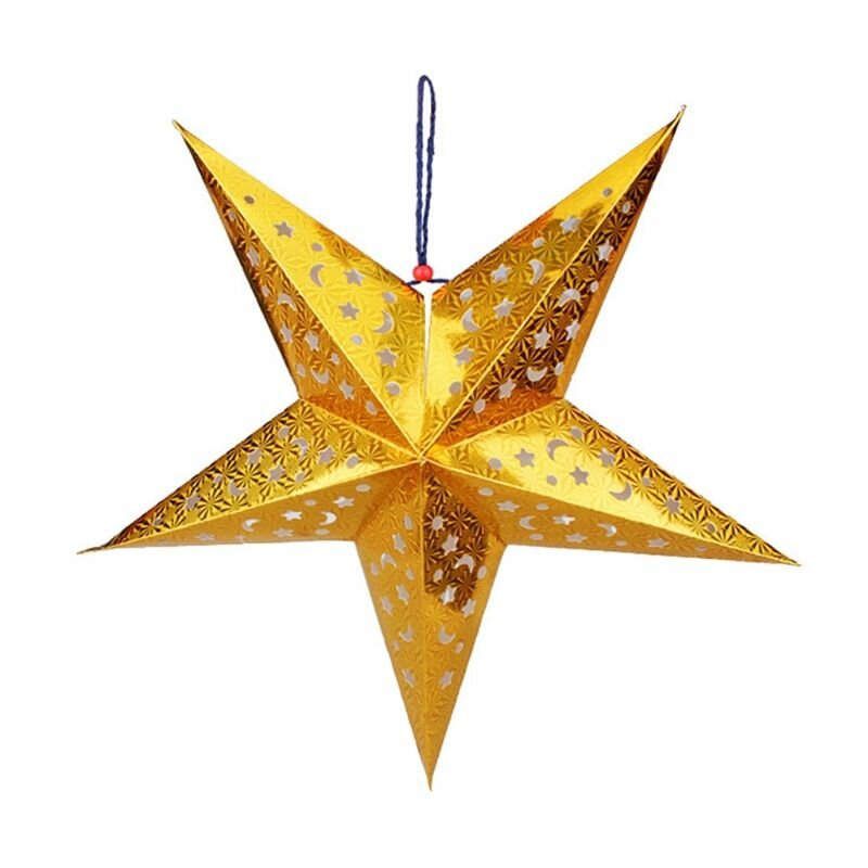 Бумажный звездчатый абажур 60см, Золотой - Звезда