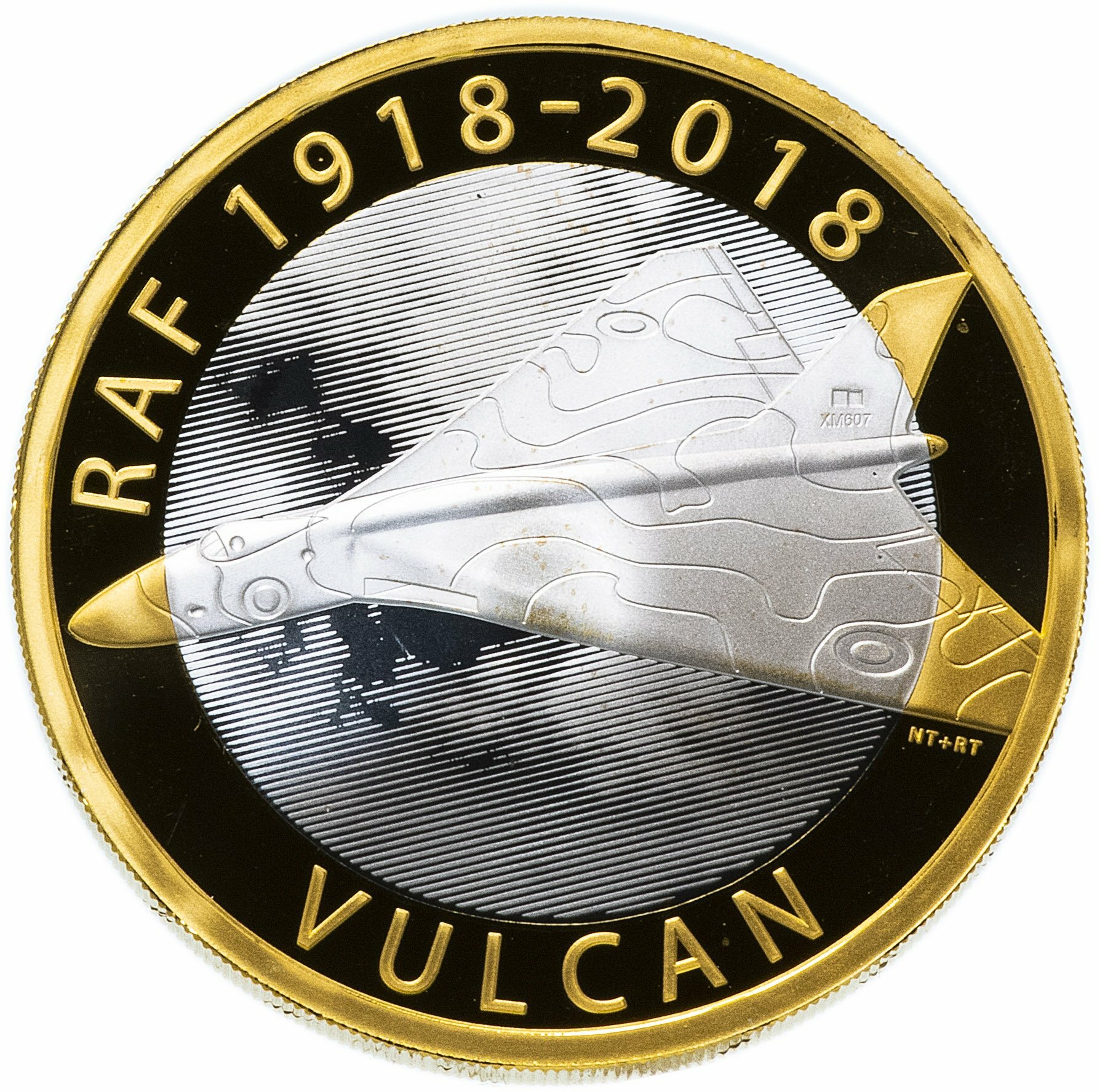 Великобритания 2 фунта 2018 "100 лет Королевским ВВС - Вулкан", в футляре с сертификатом, Серебро 925, в сохранности Proof