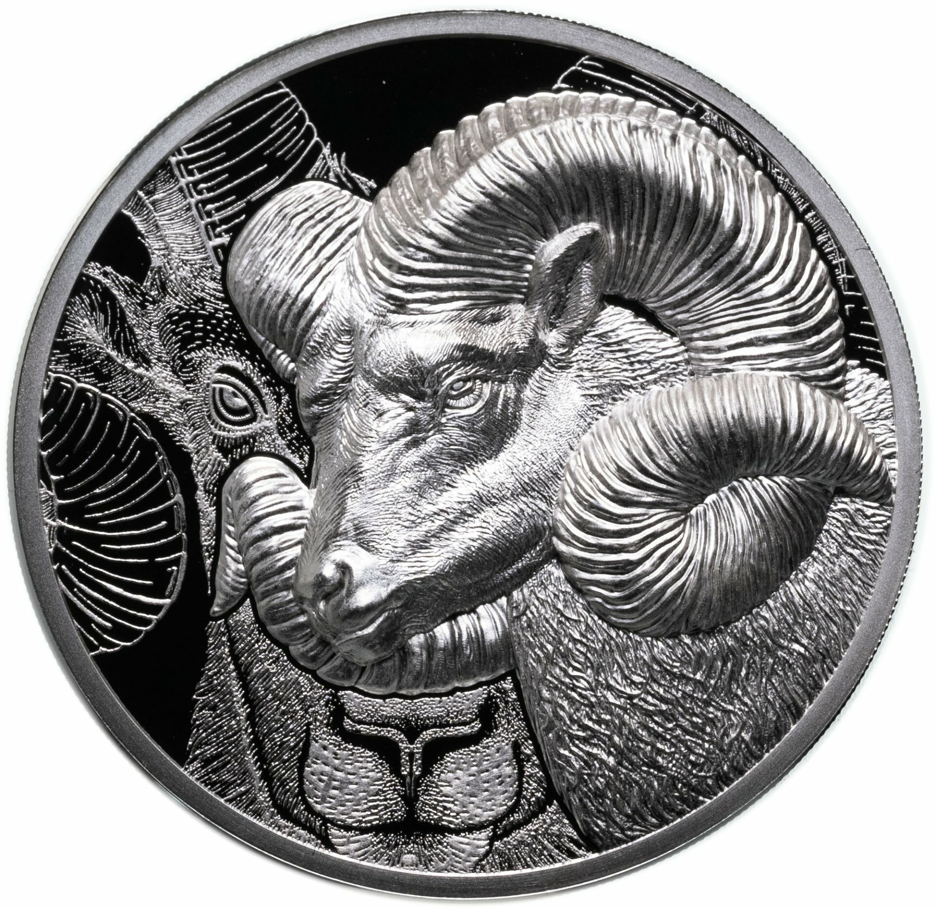 Монголия 500 тугриков 2022 "Мистический баран Архар Аргали", в футляре с сертификатом, Серебро 999, в сохранности Proof