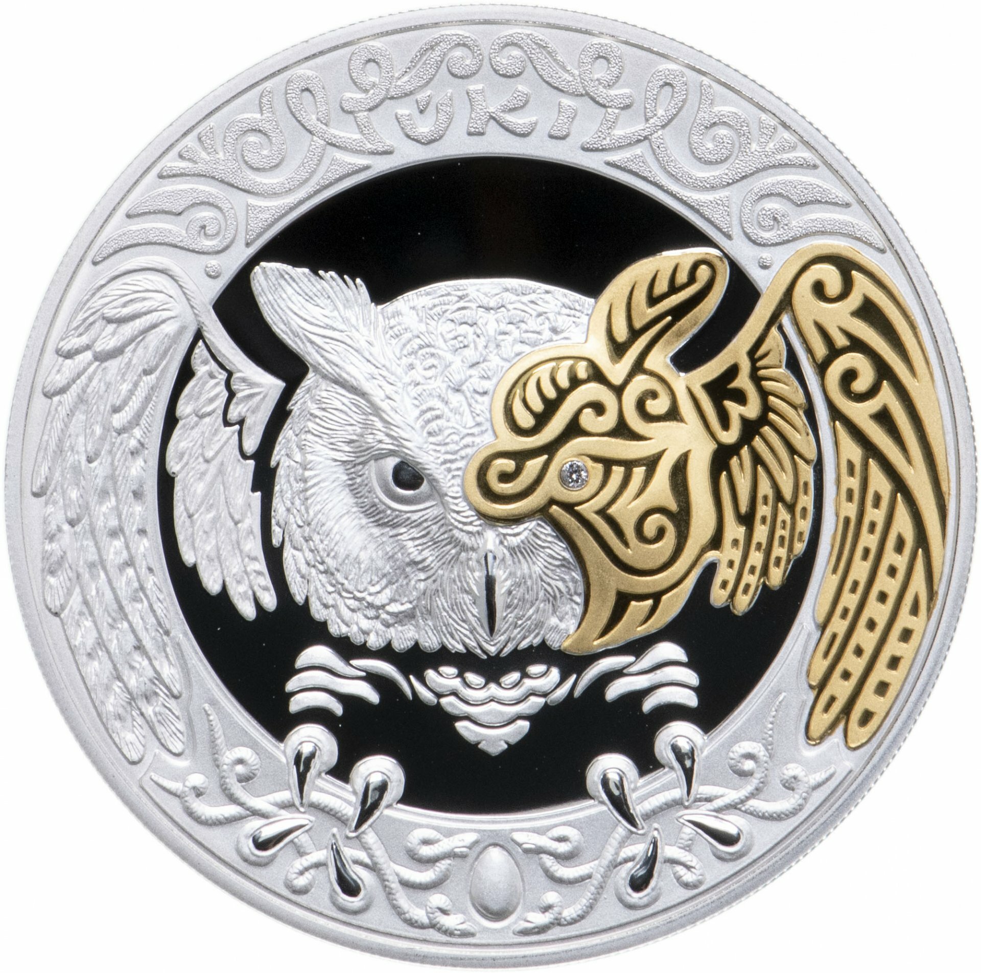 Казахстан 500 тенге 2019 "Филин", в футляре, с сертификатом Редкость, Серебро 925, в сохранности Proof