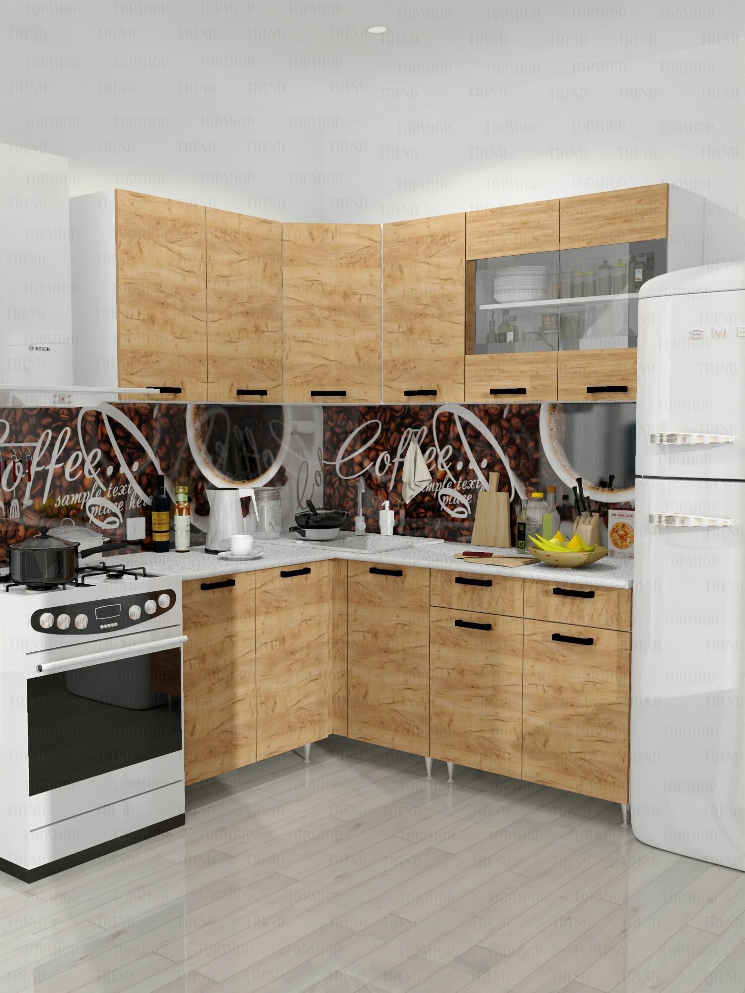 Кухонный гарнитур 140х180 см, Крафт /Антарес