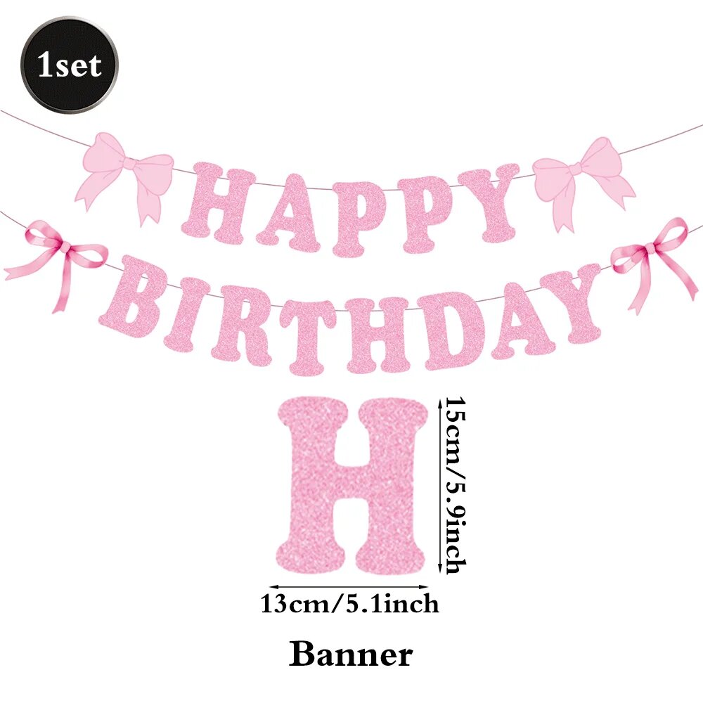 32 дюйма розовый воздушный шар с номером 1, фольгированный бант, баннер с днем рождения для девочек, первый день рождения, женский кокетка, украшения для вечеринки, поставки