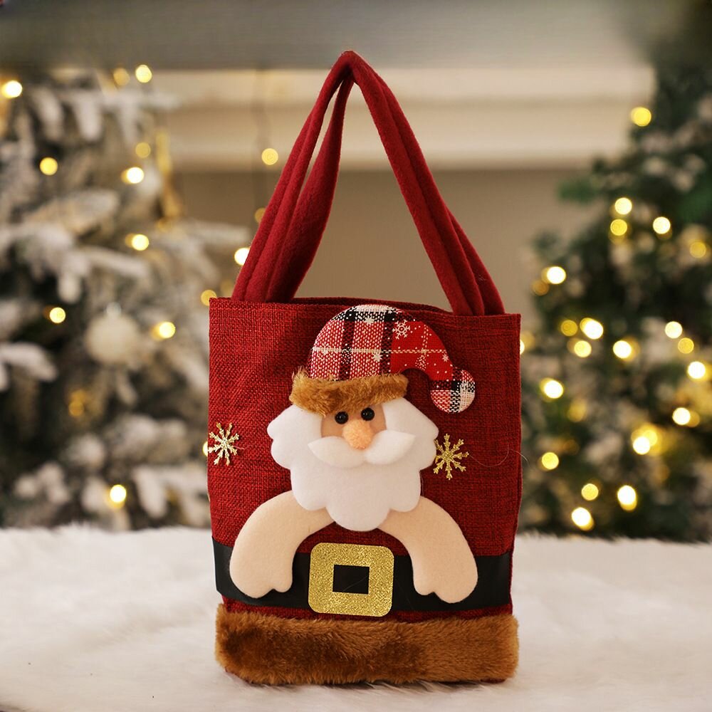Рождественский подарочный мешочек из ткани, милые сумочки снежник олень медведь для сладких презентов, корейский и европейский стиль, новогодняя упаковка конфет и мелких сюрпризов