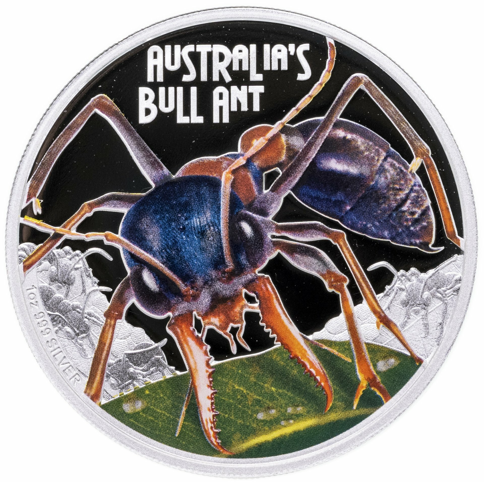 Тувалу 1 доллар 2015 "Опасные животные - Муравей бык ", в футляре с сертификатом, Серебро 999, в сохранности Proof