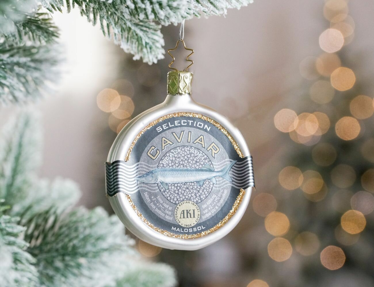 Ёлочная игрушка икра осетра зернистая, стекло, 9 см, Inge Glas 10128S025