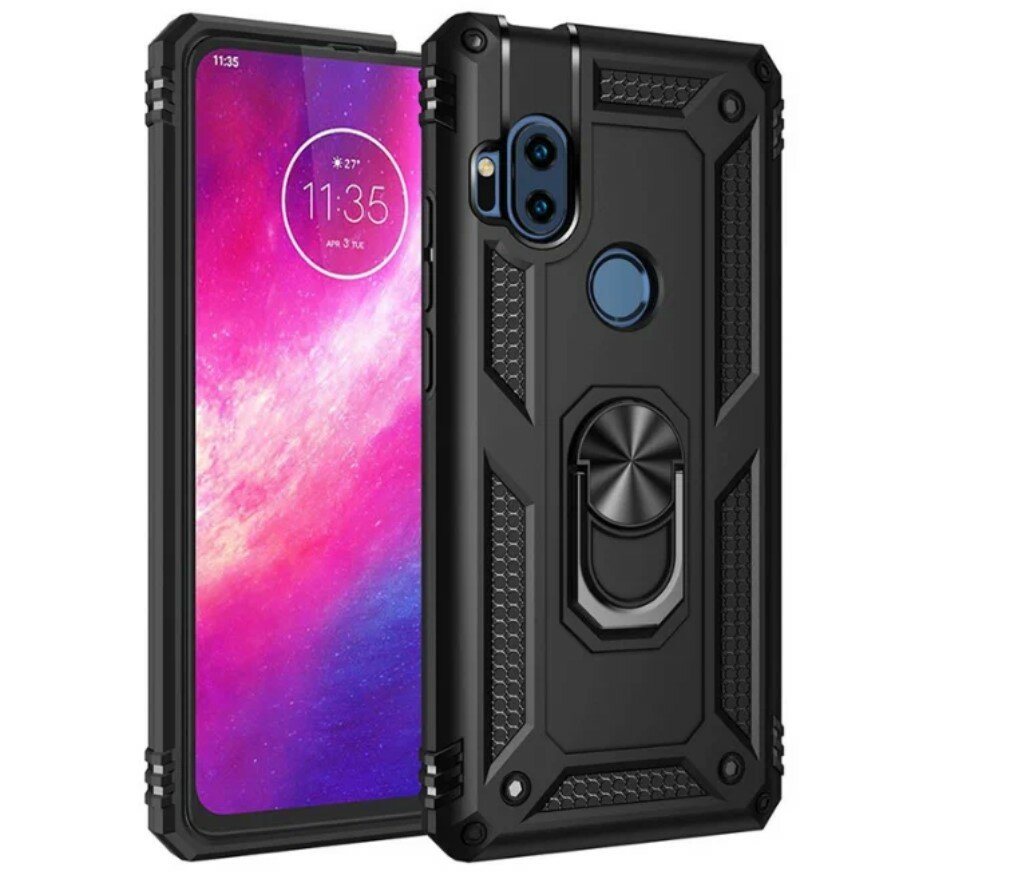 Противоударный усиленный ударопрочный чехол-бампер-пенал MyPads «Heavy» для Motorola Moto G60S черный MyPads