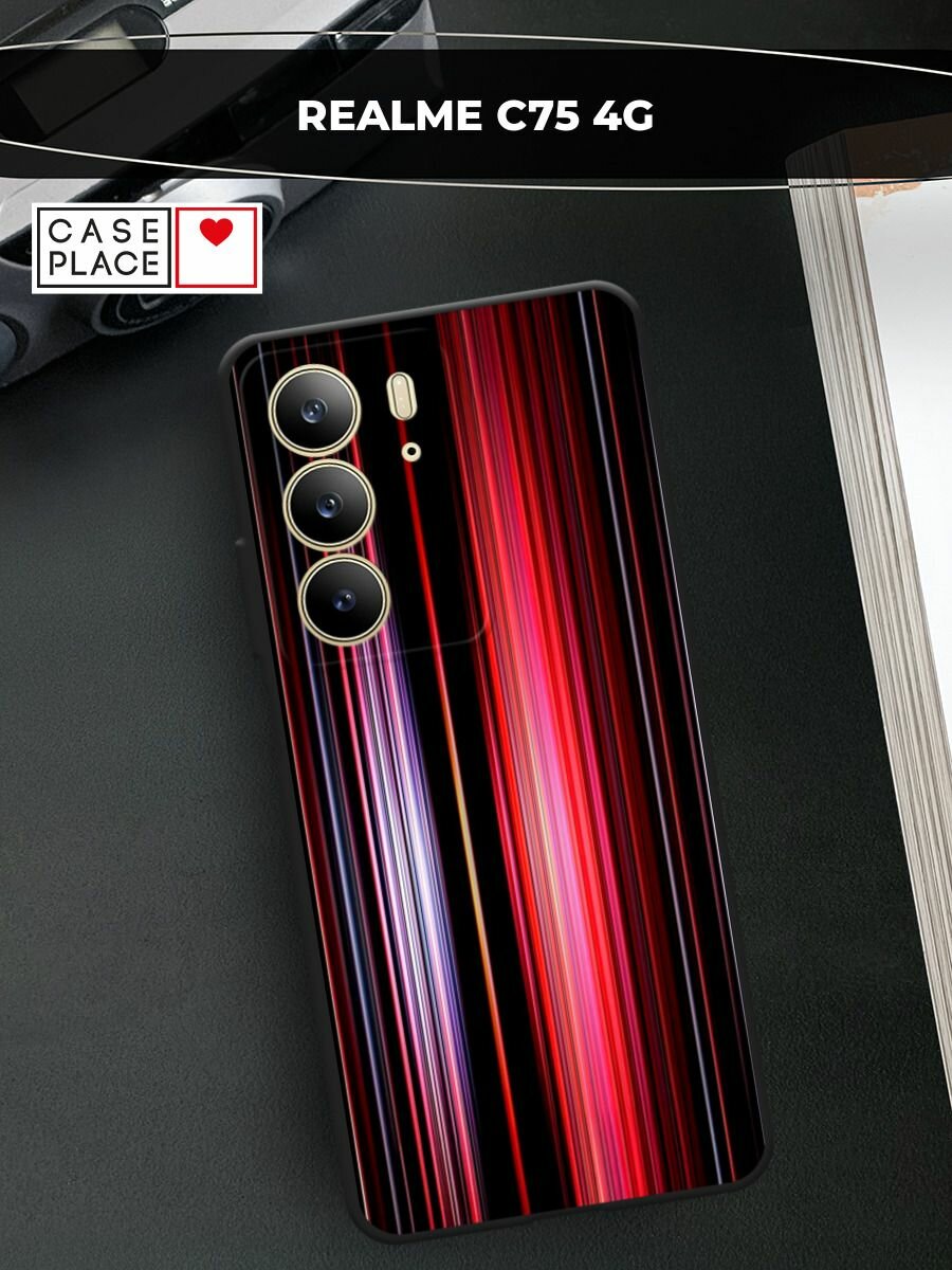 Черный матовый чехол на Realme C75 4G / Реалми C75 4G с принтом Оттенки красного