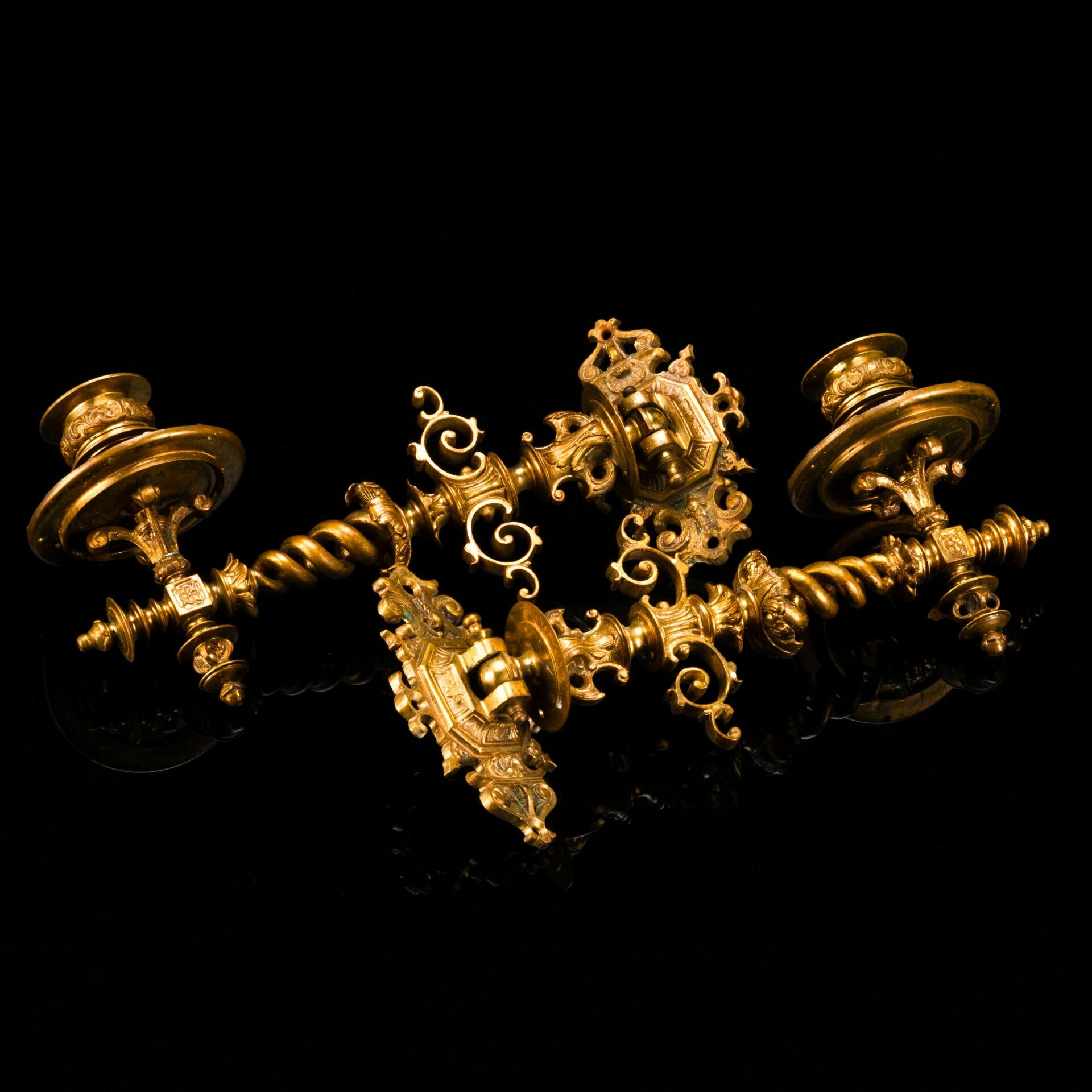 Канделябры парные для фортепиано, бронза, золочение, Европа, 1870-1900 гг.