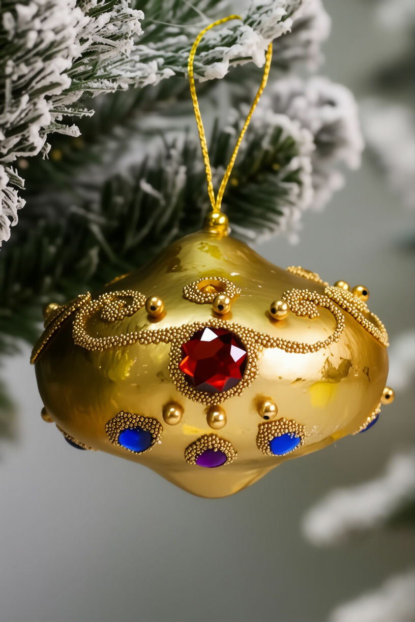 Ёлочное украшение луковка - тьемпо дорадо, пенополистирол, 9 см, Winter Deco 5001105