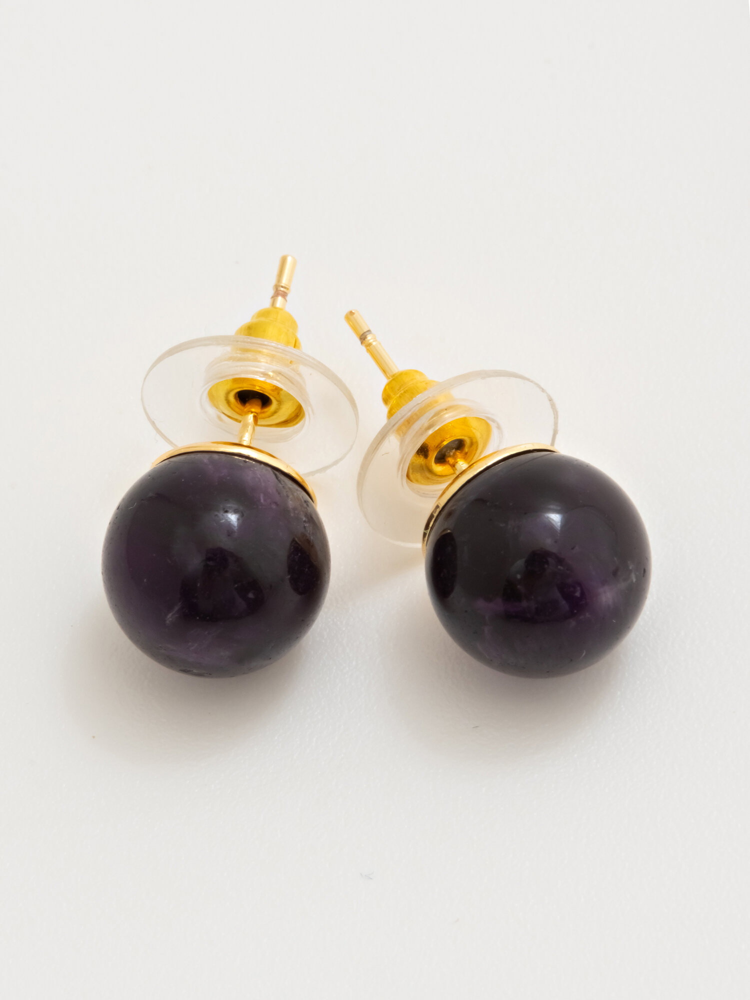 Серьги пусеты, аметист