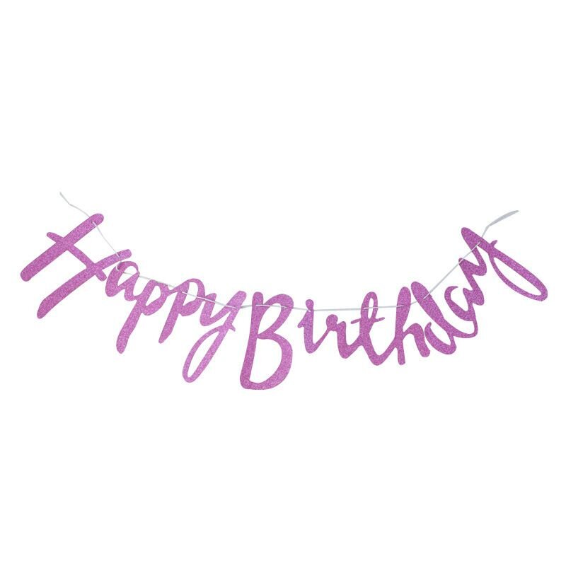 Exquisite glitter paper happy birthday banner for festive birthday decor, pink