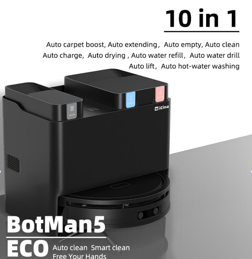 PS5Eco Интеллектуальный робот-пылесос-мощное всасывание, интеллектуальная уборка, лазерная навигация, двойной режим "мокрая/сухая уборка", давление 25000 Па, 6 насадок, очистка по краям, время автономной работы 155 минут, производительность очистки 150㎡