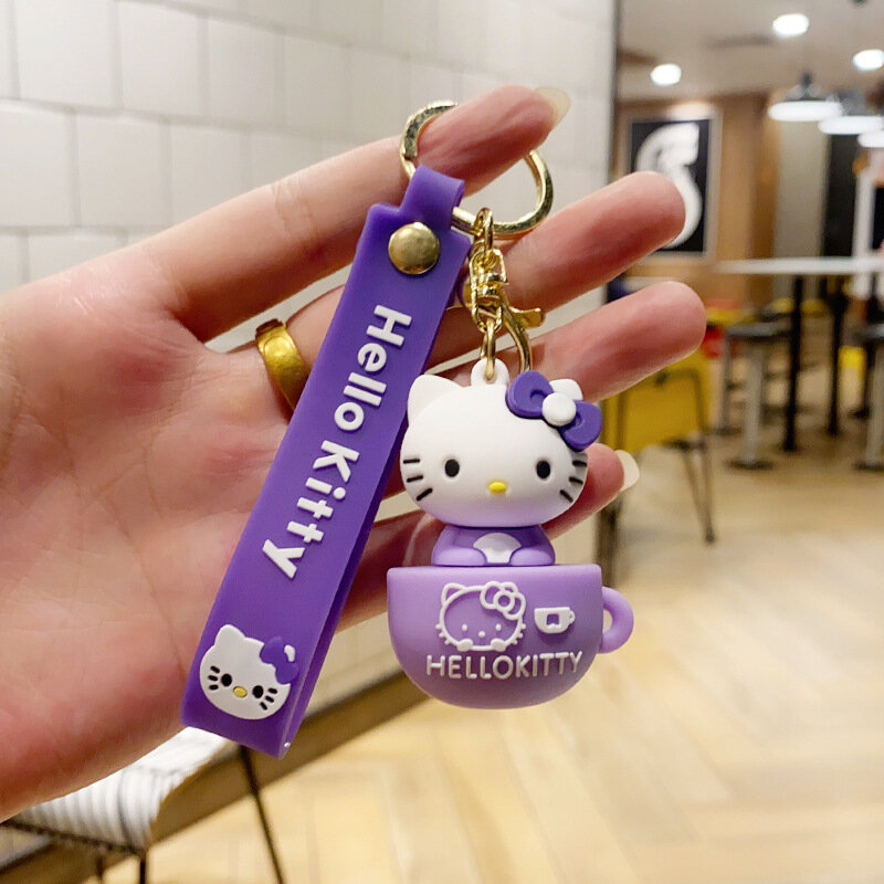 Брелок Hello Kitty, рюкзак Sanrio Hello Kitty для школьников, женский кулон, брелок для ключей, фиолетовый KT Cat.