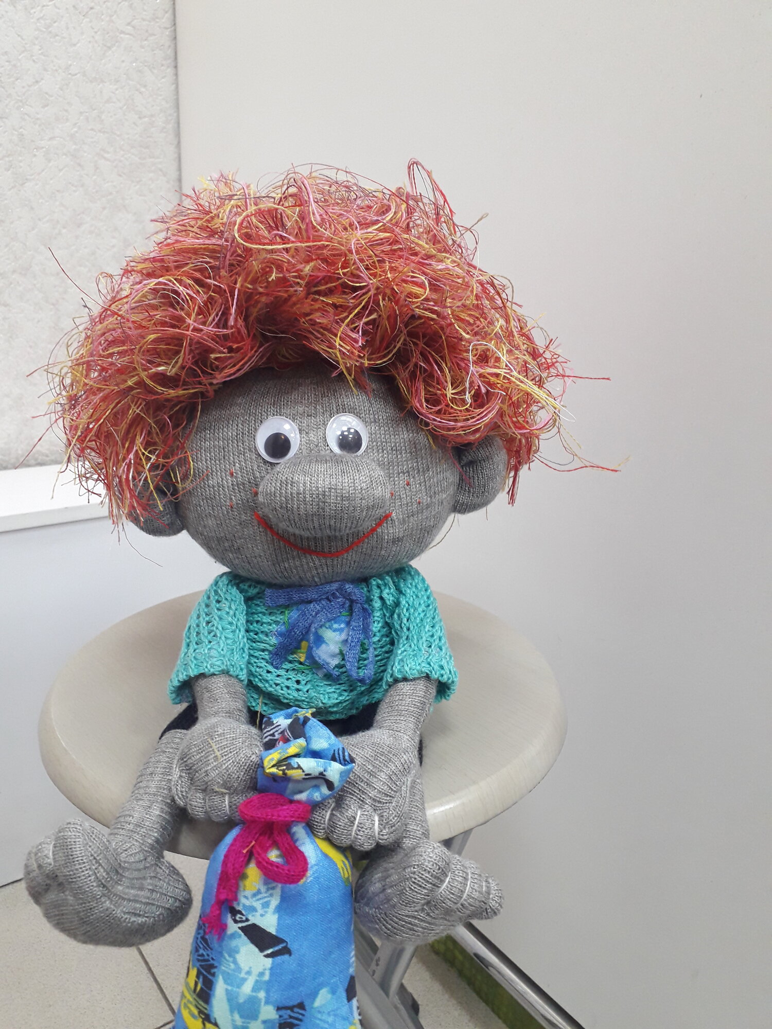 Игрушка-оберег Нерум "Домовенок Кузя", из вологодского льна, ручная работа, 30см